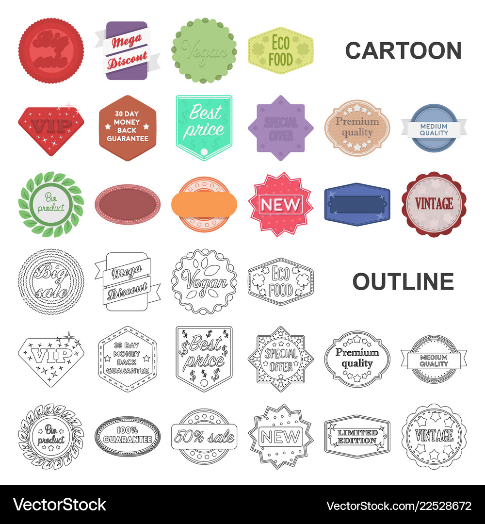 Different label cartoon icons in set collection Vector Image