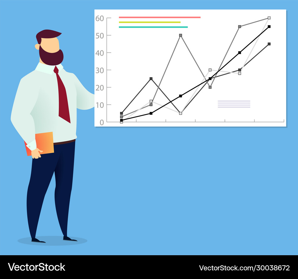 Employee male presenting graph best service Vector Image