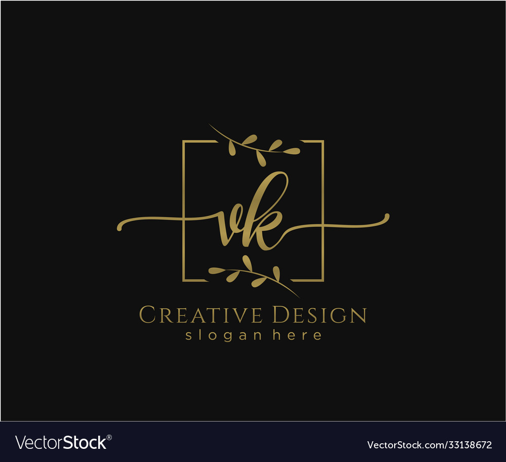 Initial vk beauty monogram and elegant logo design