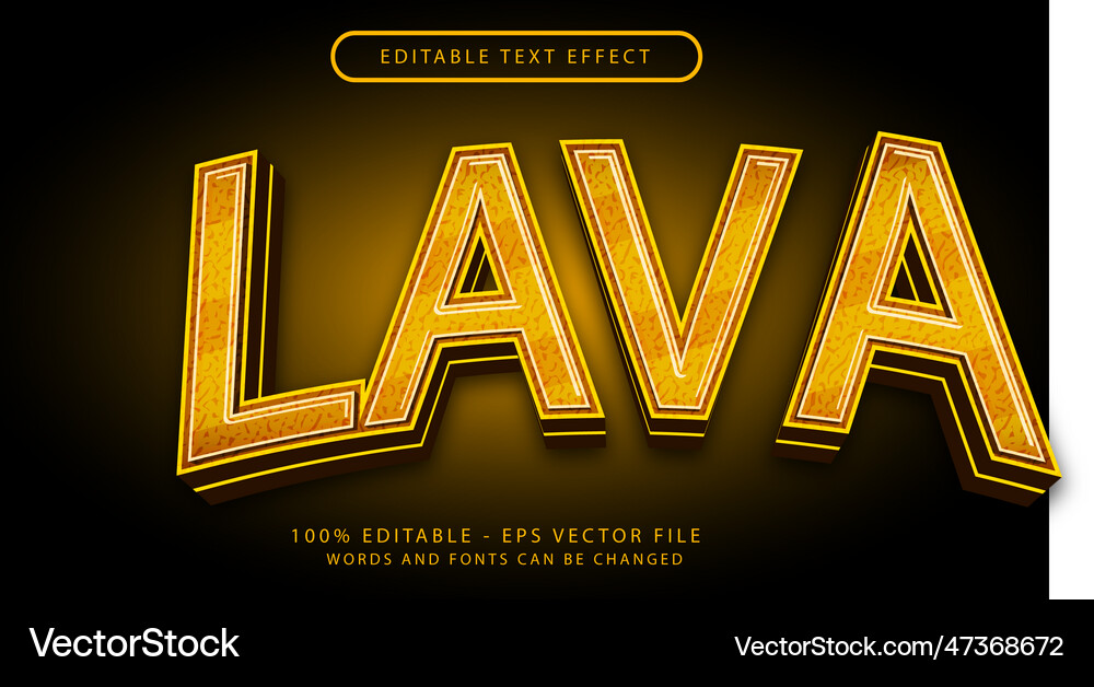 Lava 3d text effect with yellow gold color Vector Image