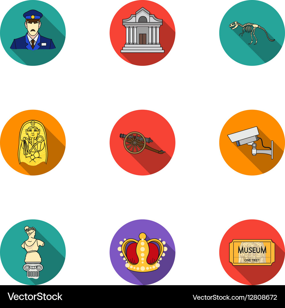 Museum set icons in flat style big collection Vector Image