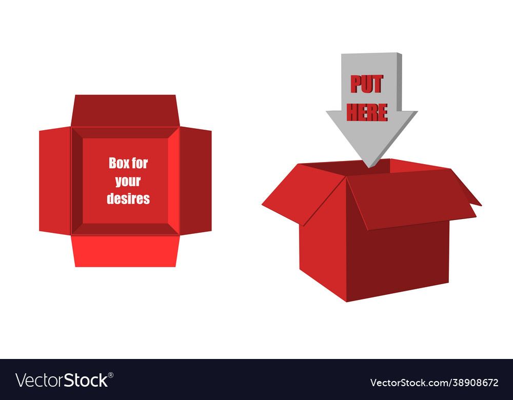 Red box opened Royalty Free Vector Image - VectorStock