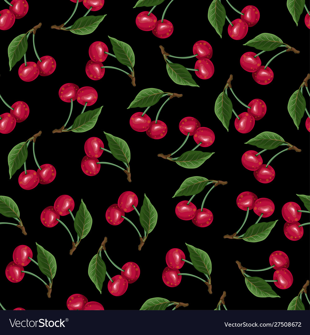 Seamless pattern with cherries Royalty Free Vector Image