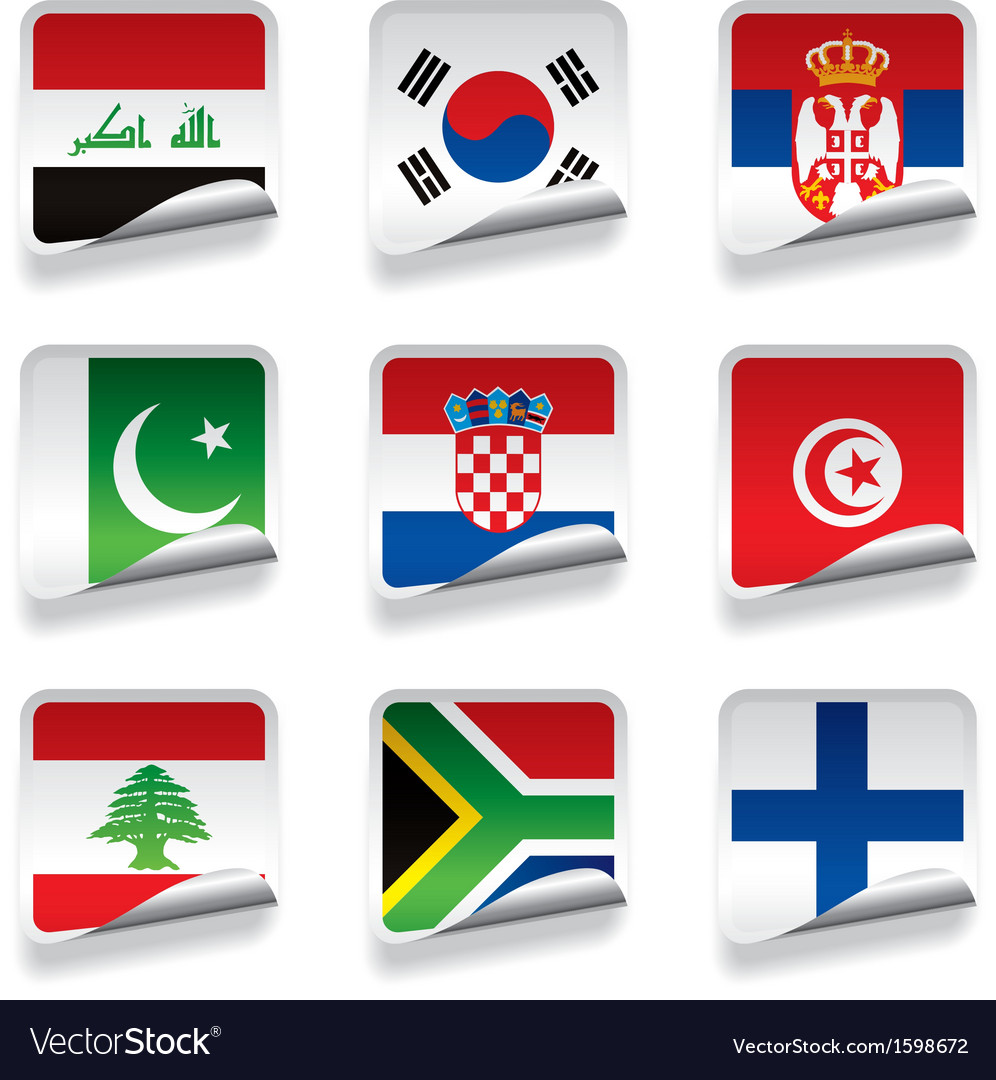 Sticker flags Royalty Free Vector Image - VectorStock