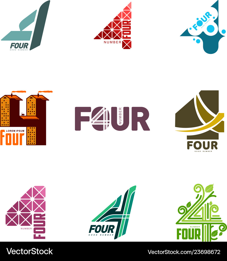 Two colors graphic number four logo templates Vector Image