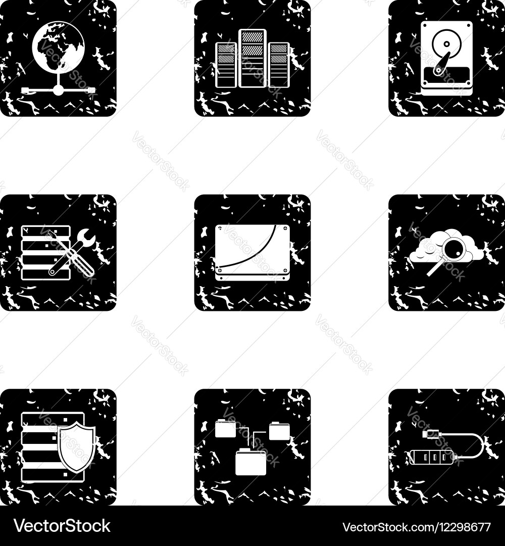 Computer repair icons set grunge style Royalty Free Vector