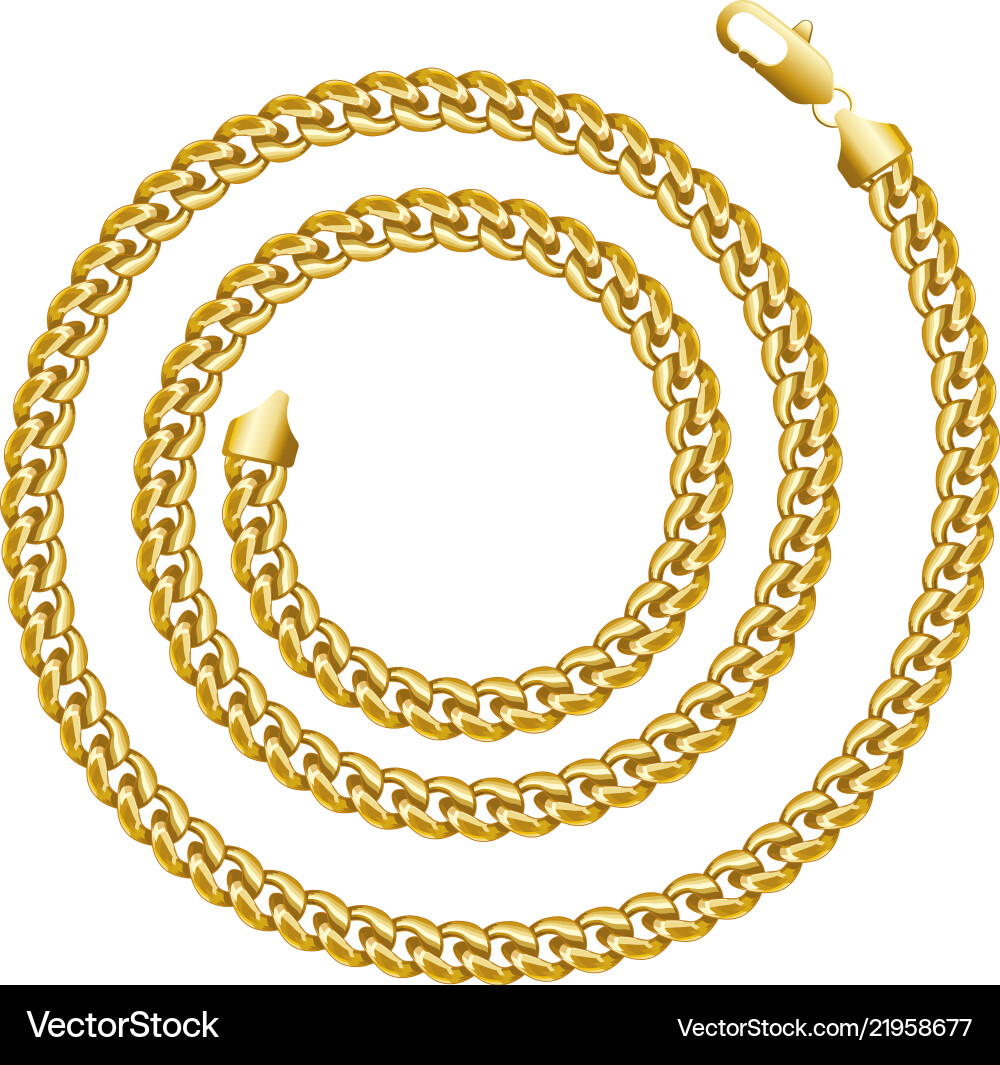 Golden chain round spiral border frame wreath Vector Image