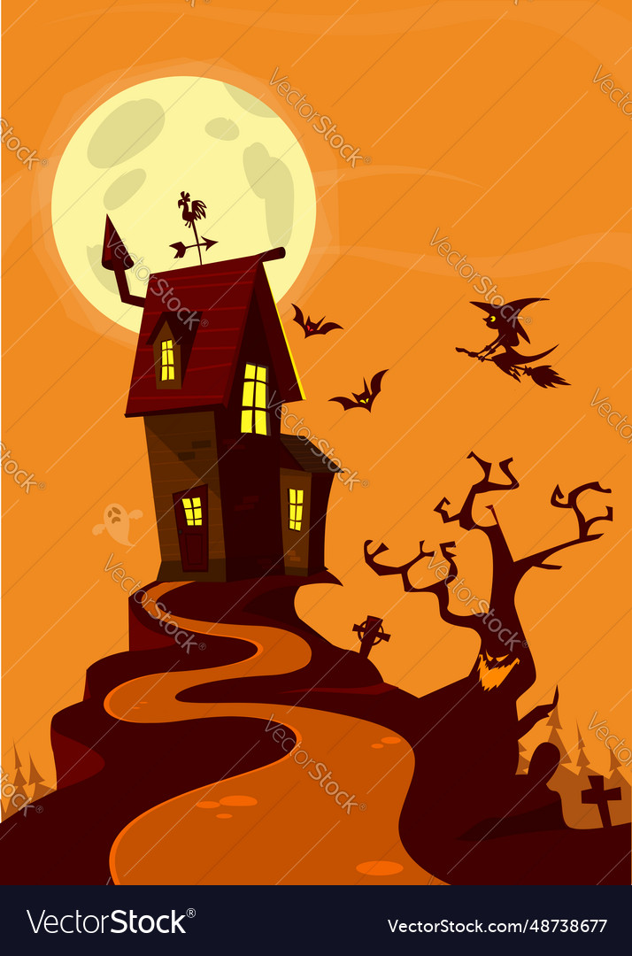 Halloween haunted house cartoon horror scary Vector Image