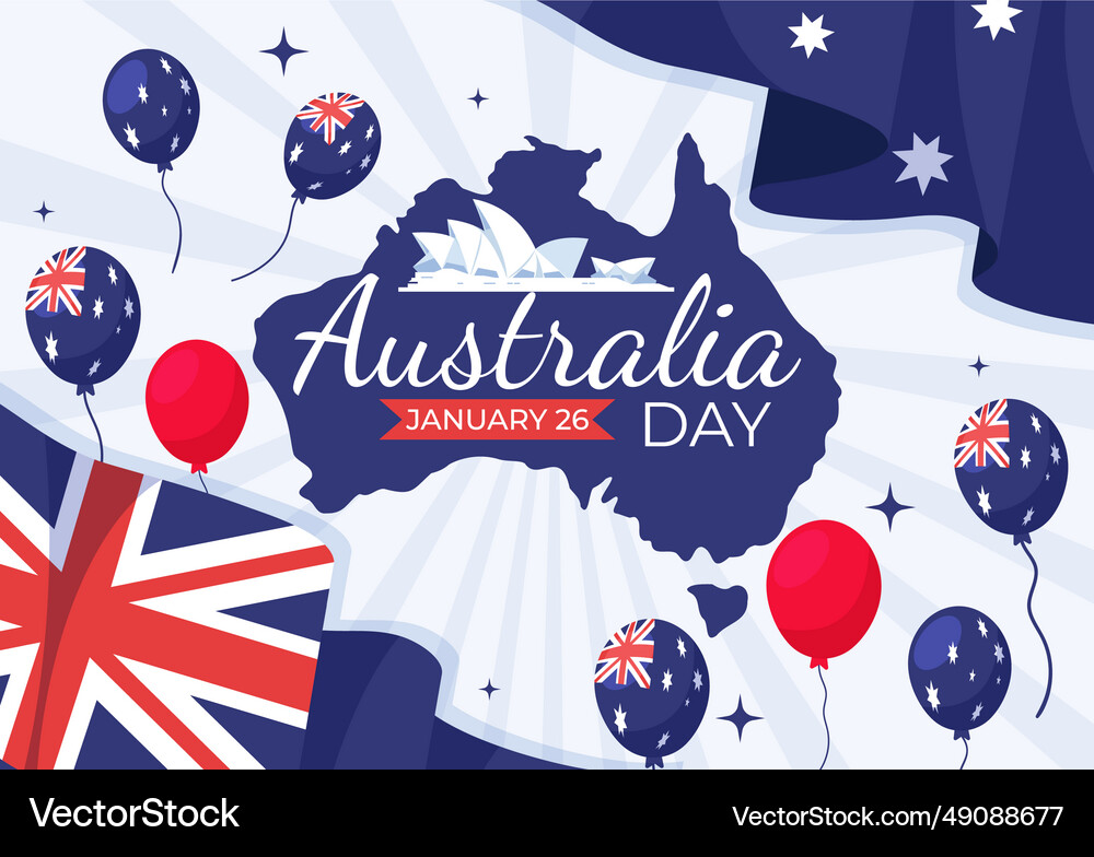 Happy australia day on 26 january with map Vector Image