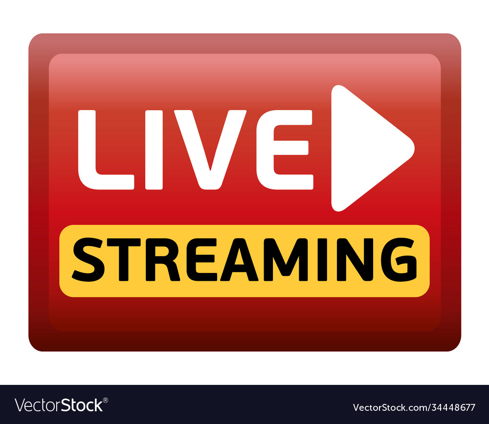 Live streaming red button Royalty Free Vector Image