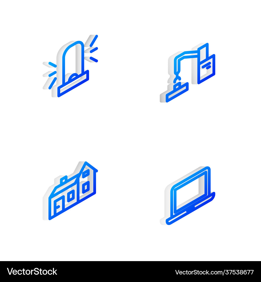 Set isometric line robotic robot arm hand factory Vector Image