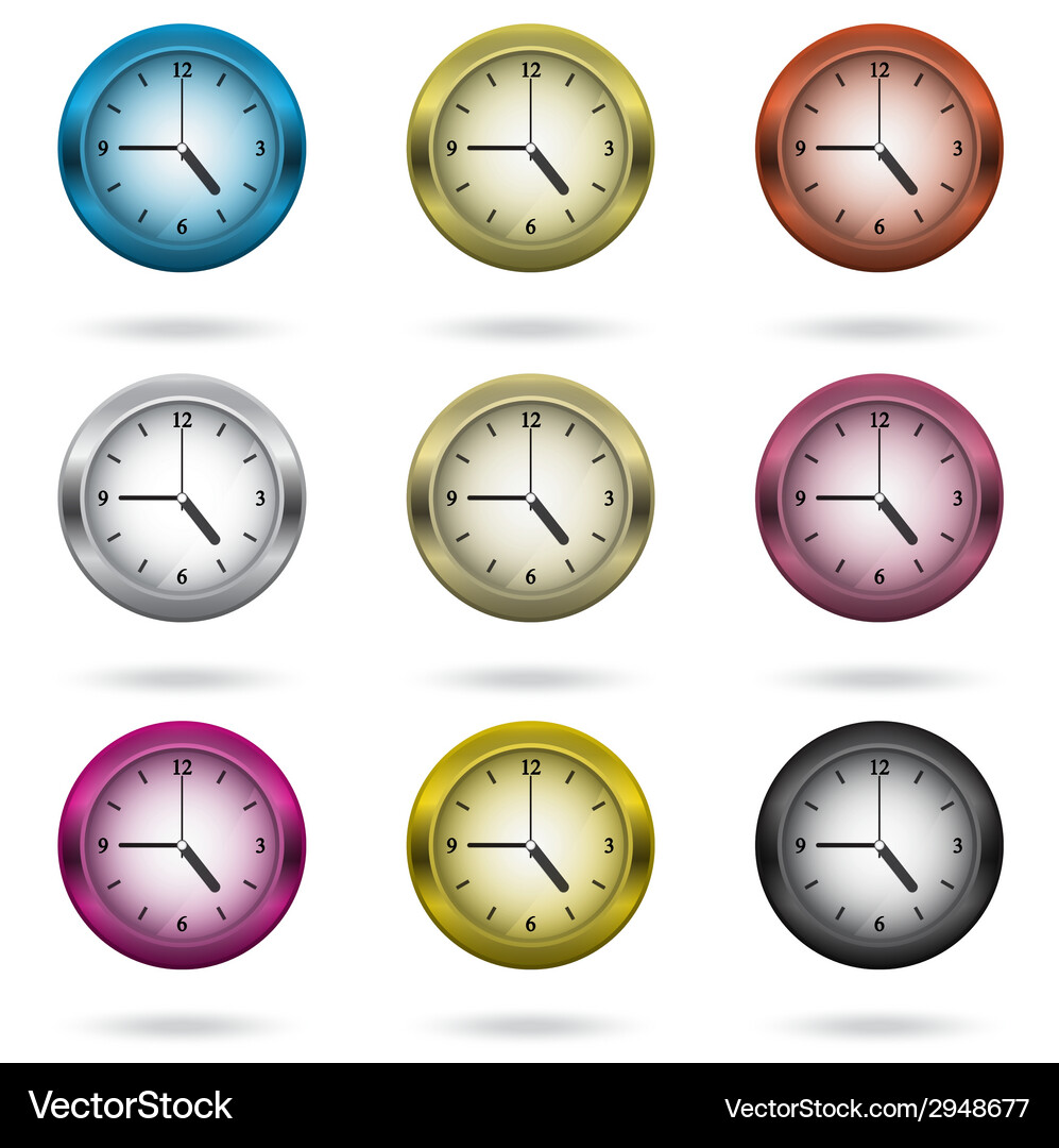 Set of colorful clock icon Royalty Free Vector Image