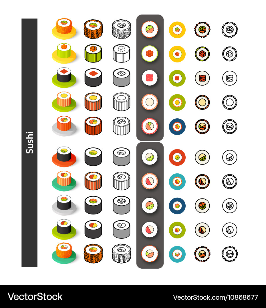 Set of icons in different style - isometric flat Vector Image