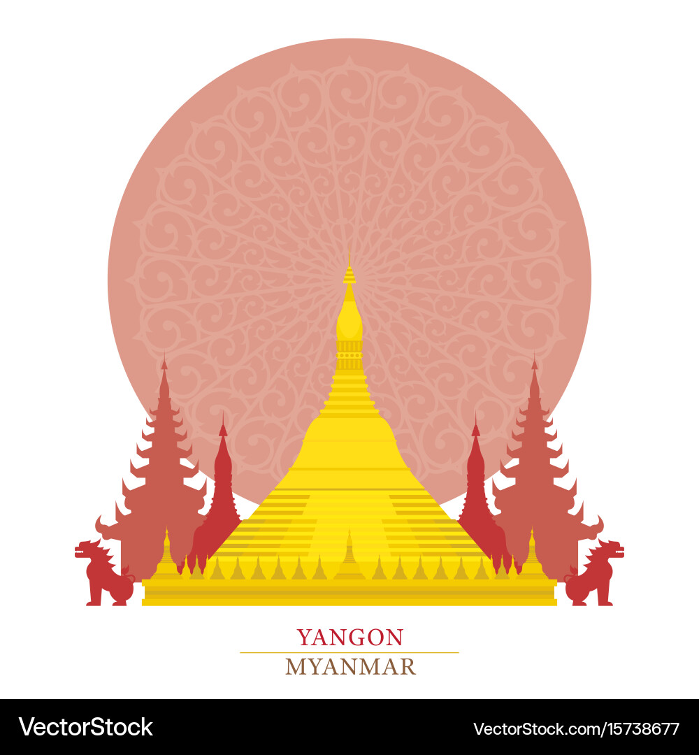 Shwedagon yangon myanmar with decoration Vector Image
