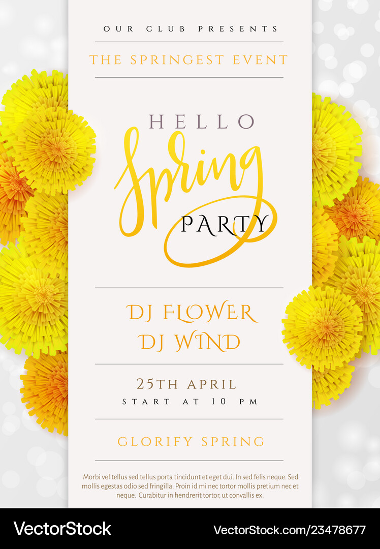 Spring party poster with lettering lilac Vector Image