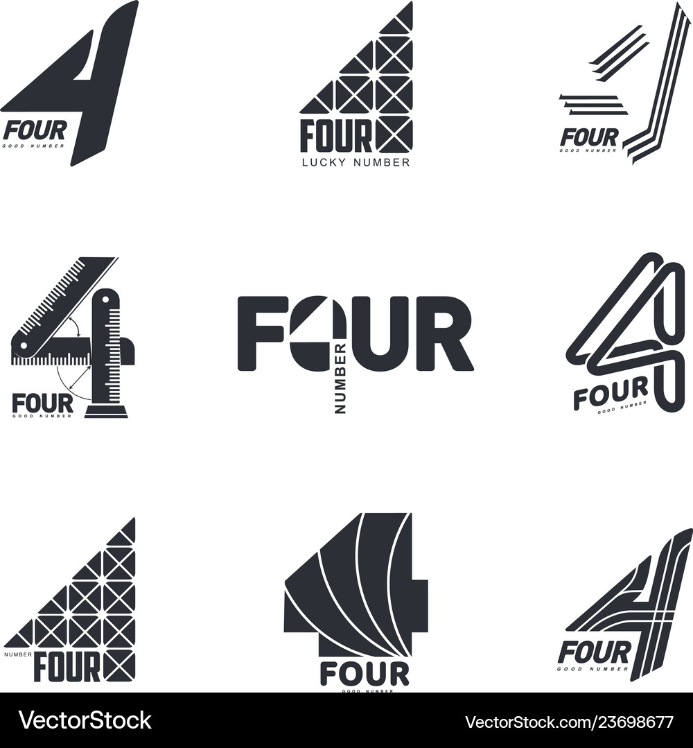 Two colors graphic number four logo templates Vector Image