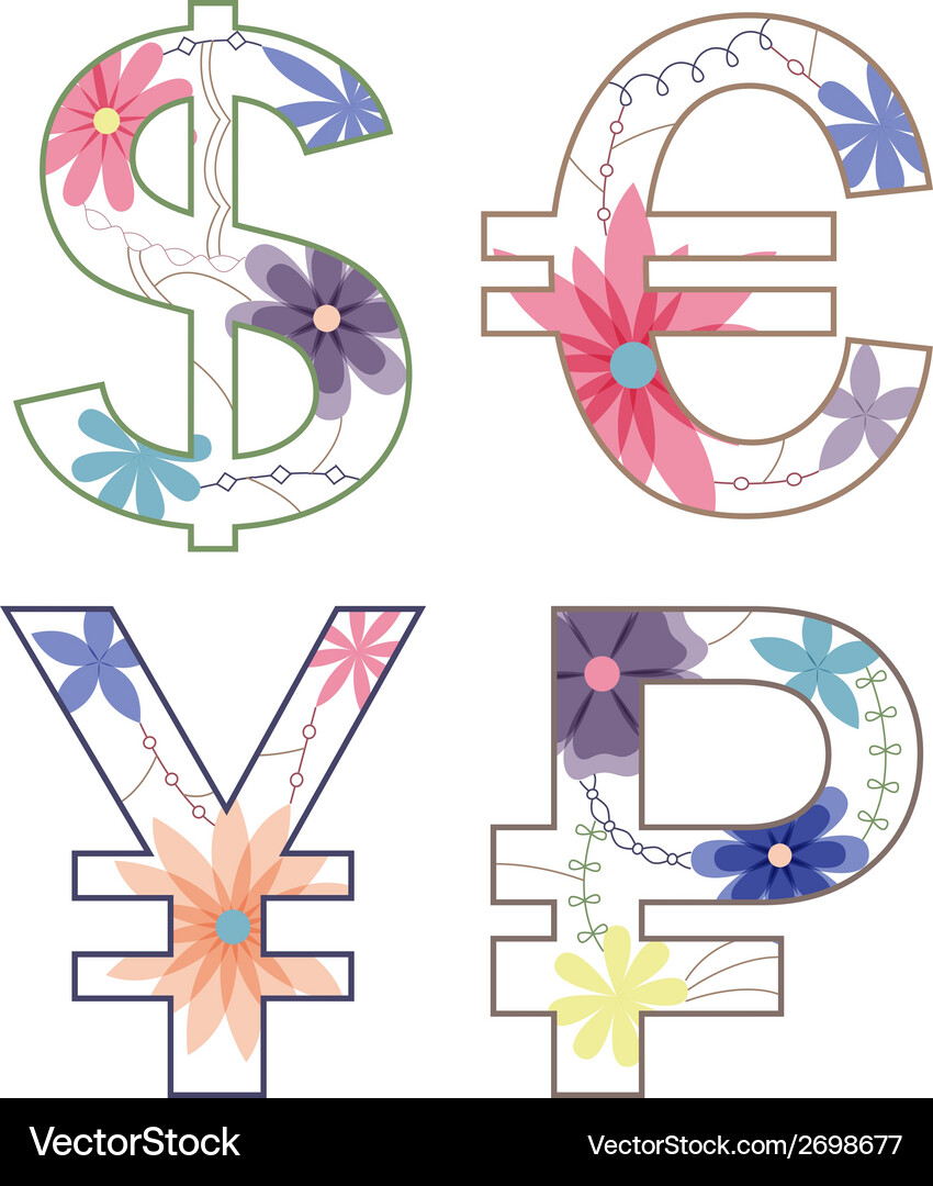 Vintage money symbols Royalty Free Vector Image