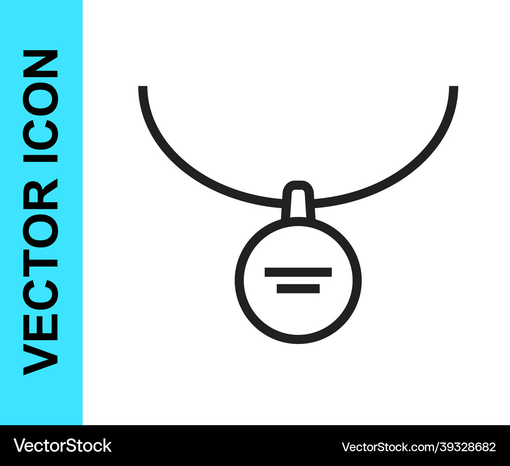 Black line locket on necklace icon isolated Vector Image