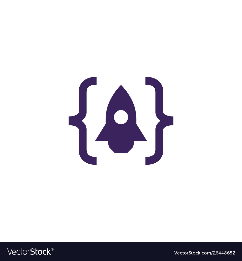 Code launch rocket logo icon Royalty Free Vector Image