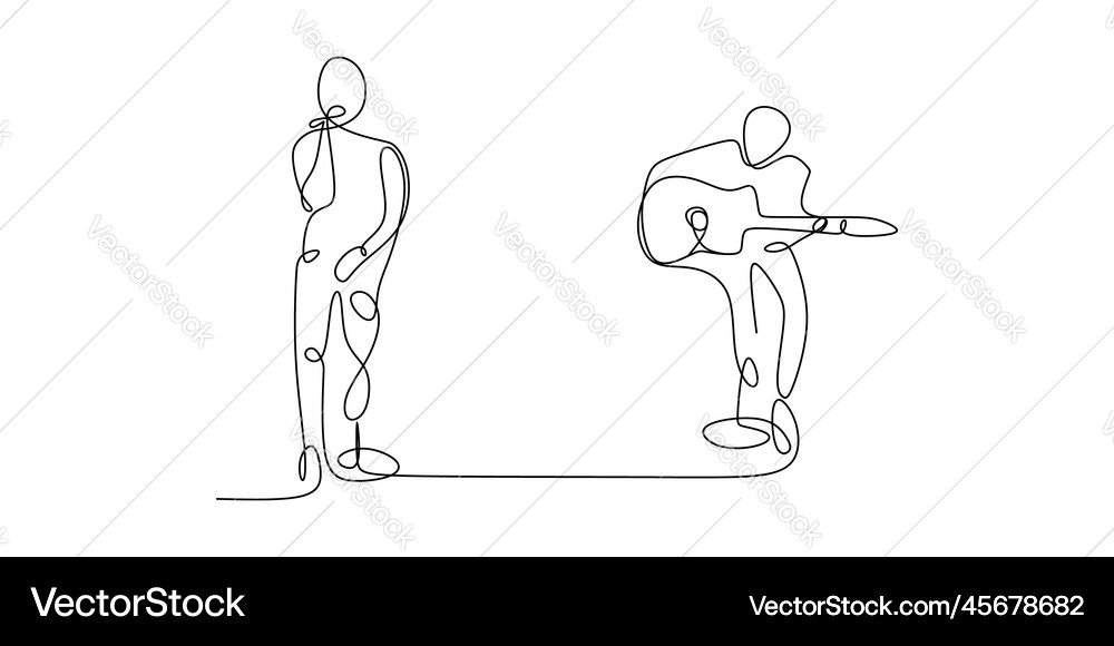 Continuous line drawing of a person playing Vector Image
