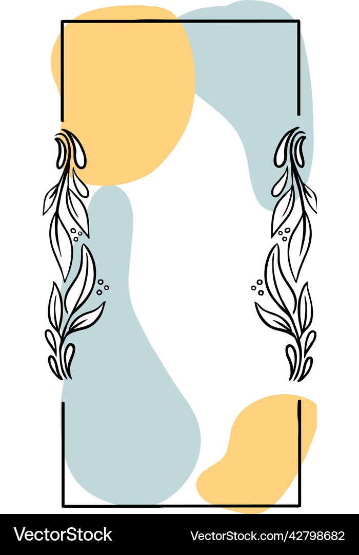Frame with leaves and color spots Royalty Free Vector Image