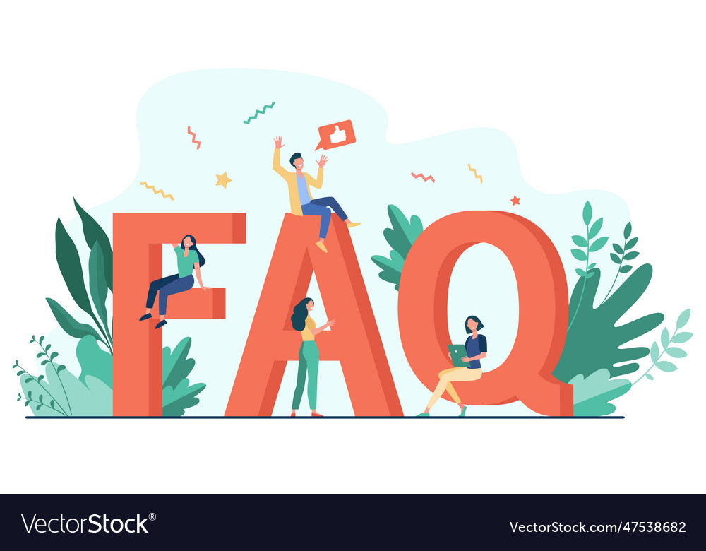 Giant faq and tiny people Royalty Free Vector Image Giant faq and tiny people Royalty Free Vector Image