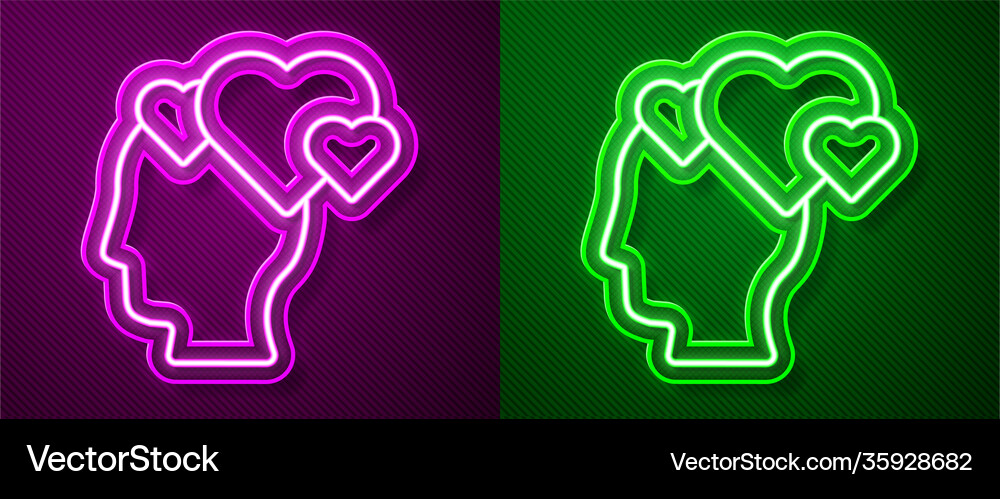 Glowing neon line human head with heart icon Vector Image