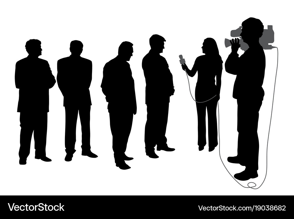 Interview with group of people cameraman Vector Image