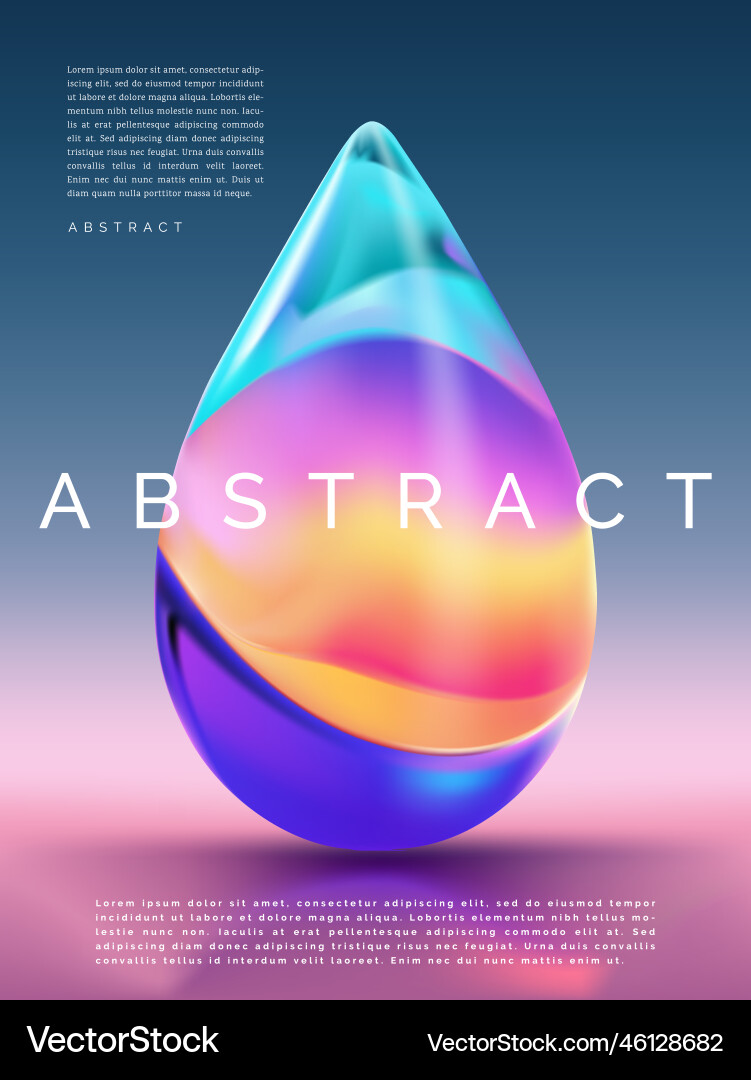Minimalist iridescent abstract water drops poster Vector Image