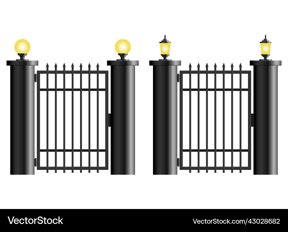 Realistic steel gate isolated on white background Vector Image