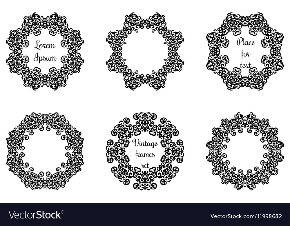 Round geometric ornaments set intricate lacy Vector Image