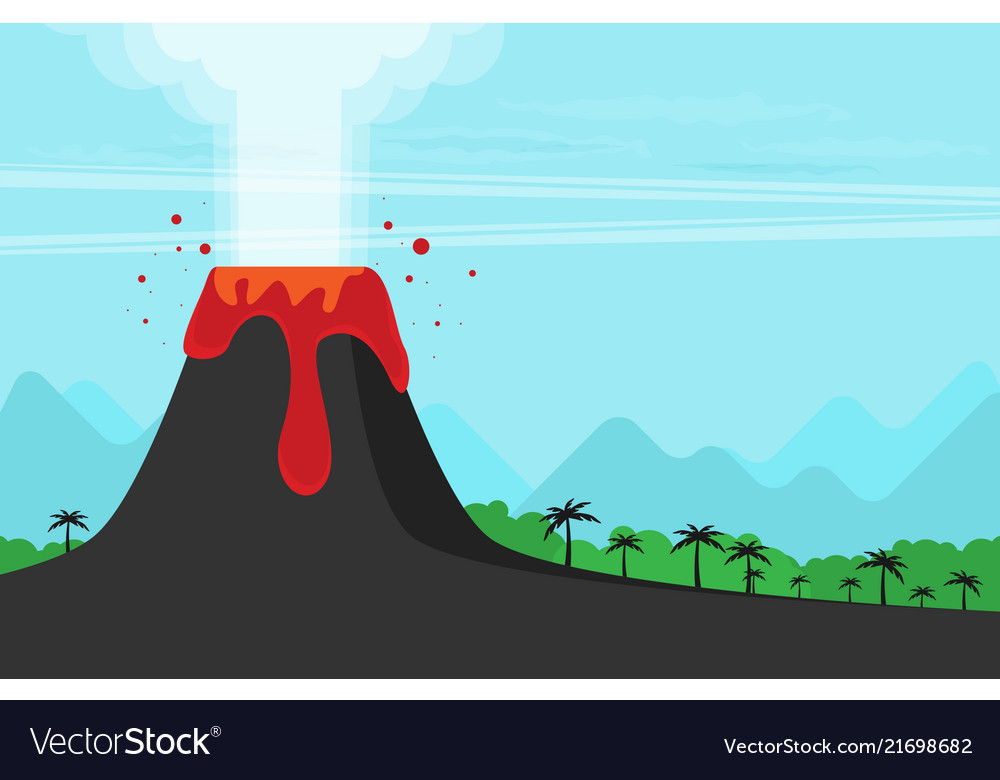 Volcano eruption flat design style Royalty Free Vector Image