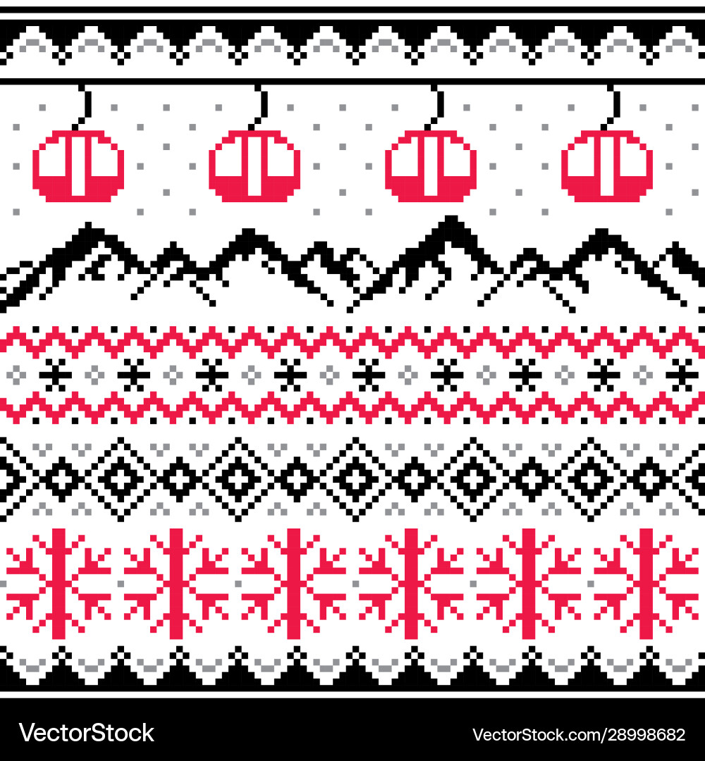 Winter sports in mountains gondolas ski pattern Vector Image