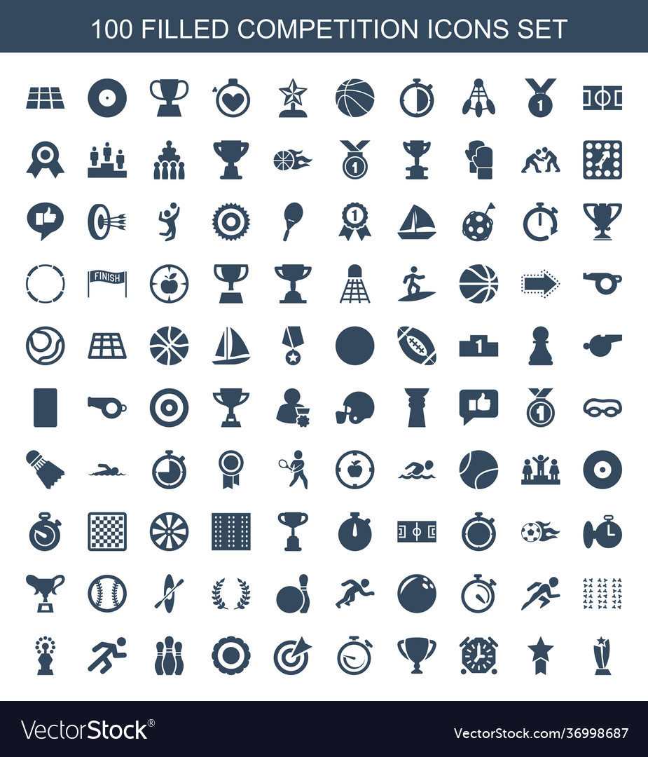 100 competition icons Royalty Free Vector Image