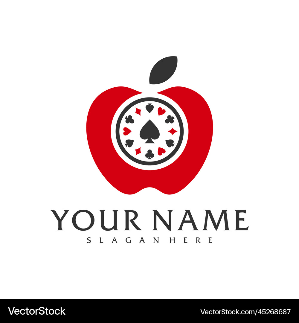 Apple poker logo template creative poker logo Vector Image