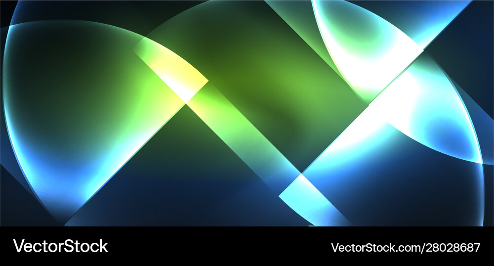 Colorful blue neon shape round triangle in modern Vector Image