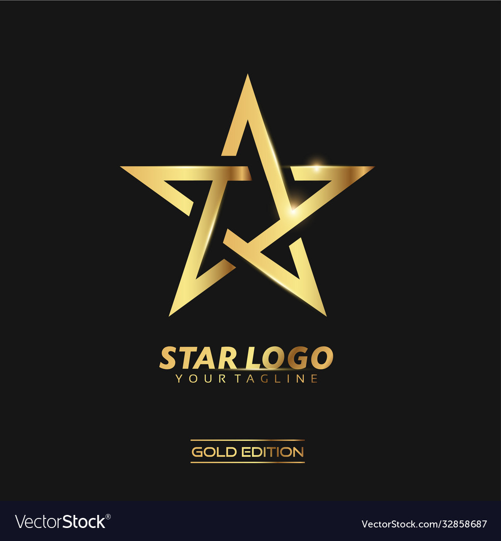 Gold star logo template Royalty Free Vector Image