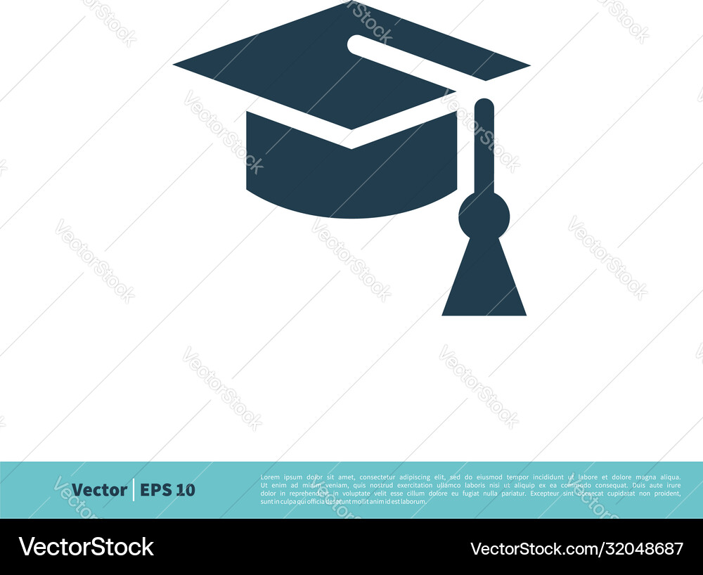 Graduation hat cap icon logo template design eps Vector Image