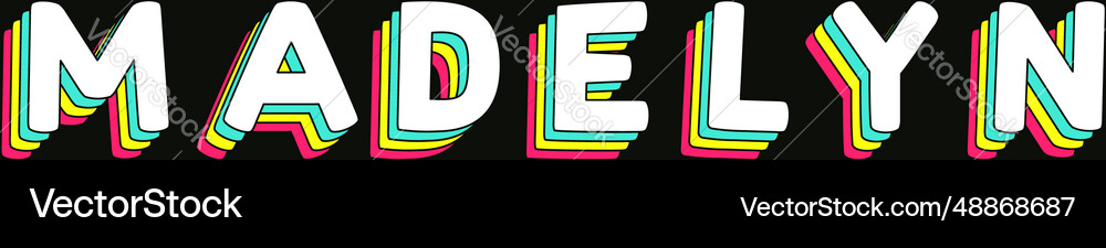 Madelyn - retro rainbow typography faded style Vector Image