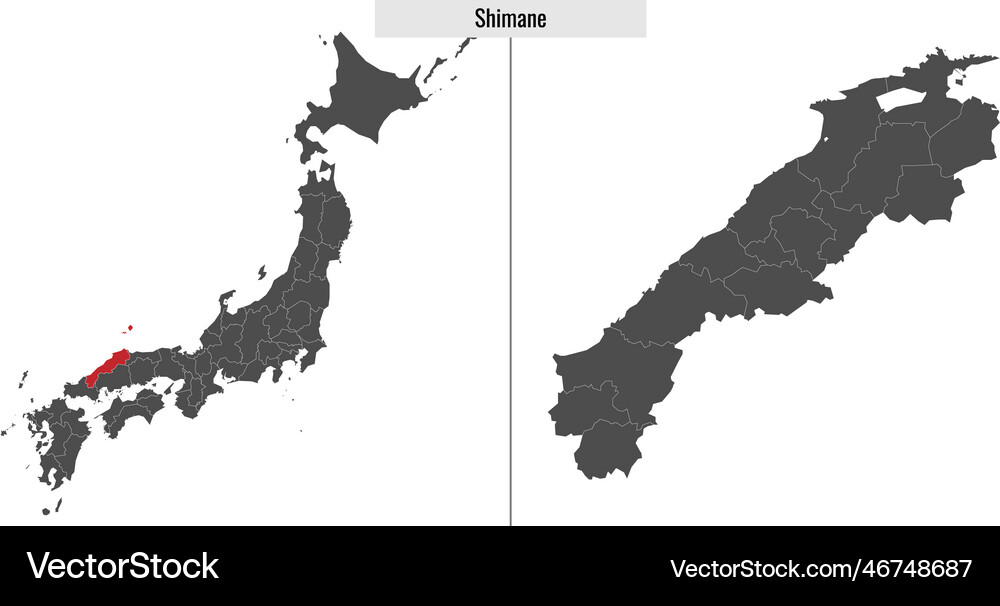 Map of shimane prefecture japan Royalty Free Vector Image