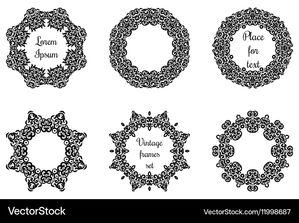 Round geometric ornaments set intricate lacy Vector Image