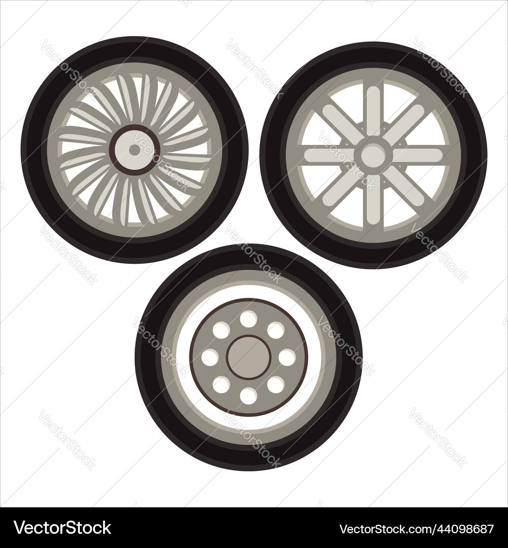 Set of alloy wheels Royalty Free Vector Image - VectorStock