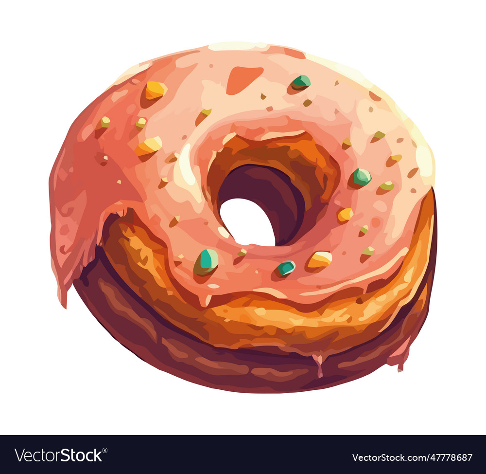Sweet donut with chocolate icing cream Royalty Free Vector