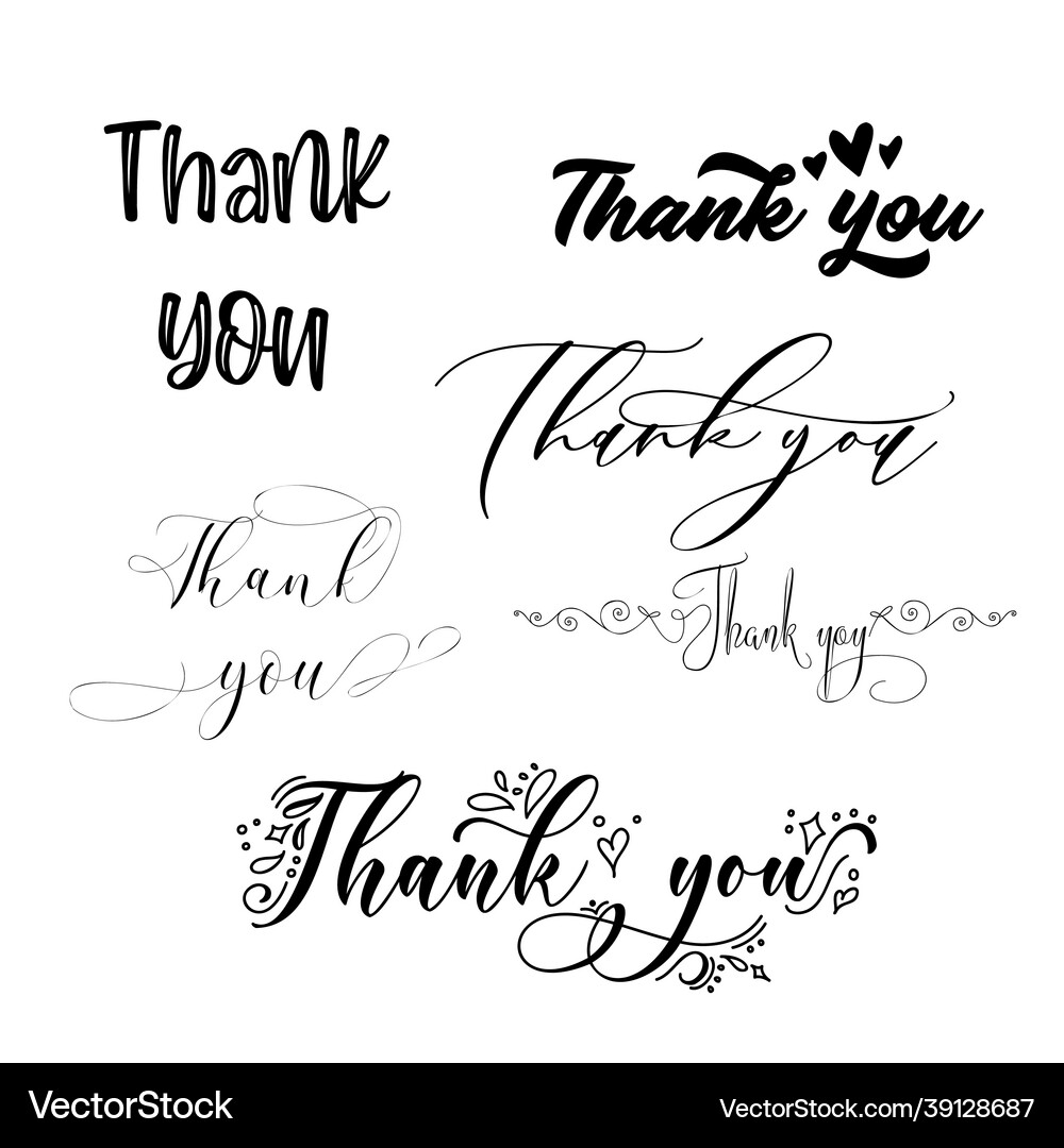 Thank you hand lettering custom handmade Vector Image