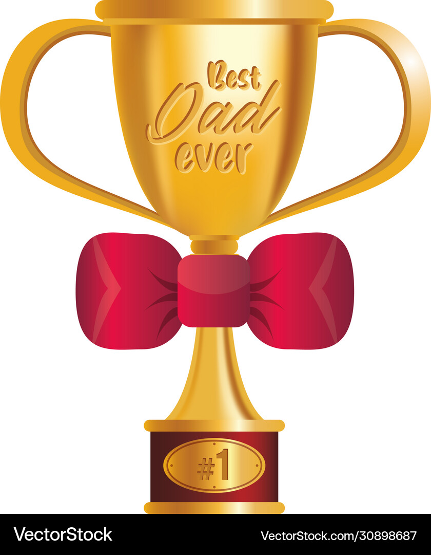 Trophy cup award best dad with bowtie Royalty Free Vector