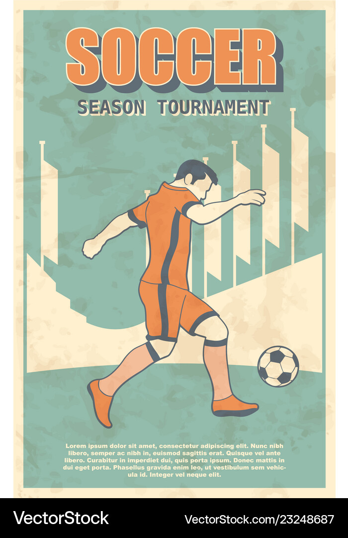 Vintage Soccer Player Action Shot Royalty Free Vector Image