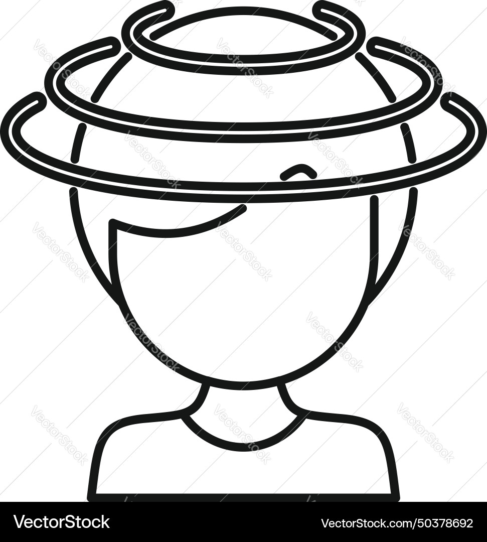 Brain dizziness icon outline spiral sick Vector Image