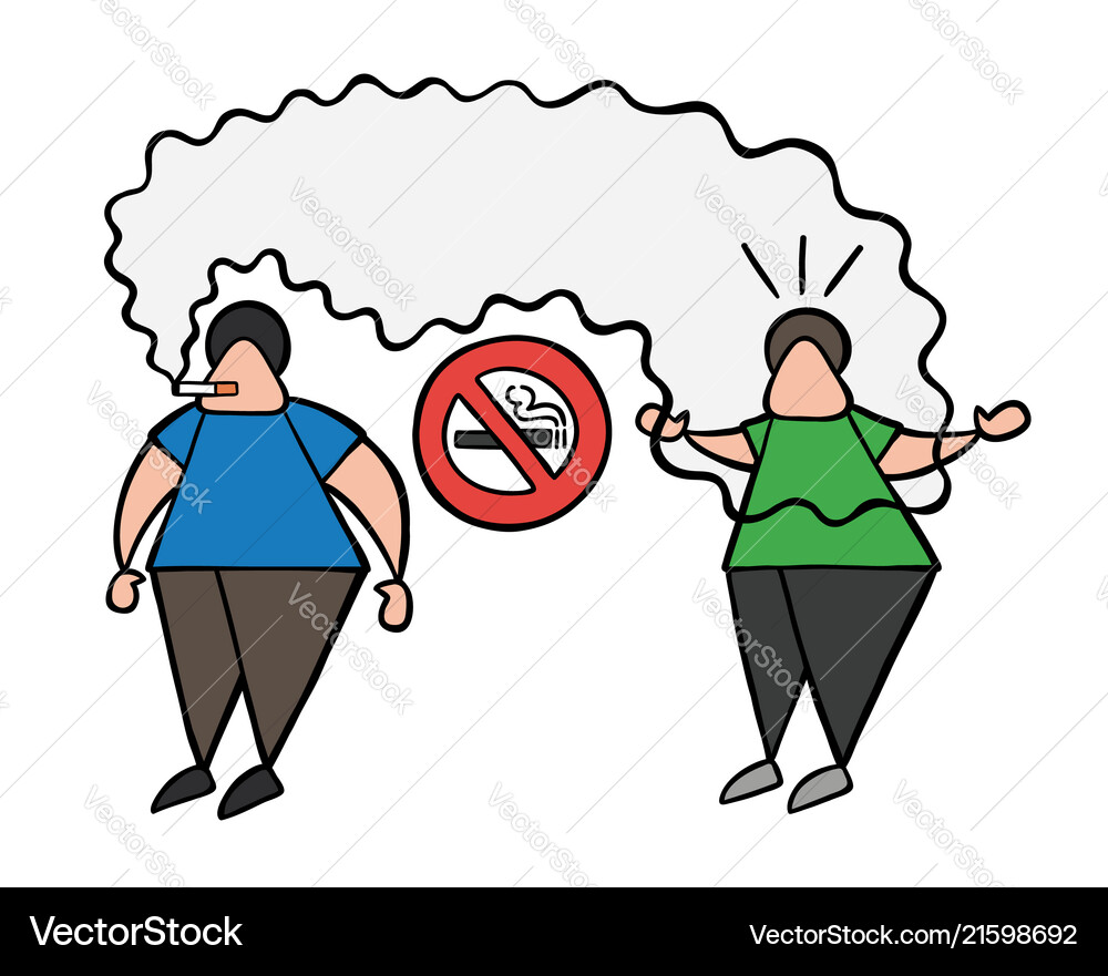 Cartoon man smoking cigarette where smoking Vector Image