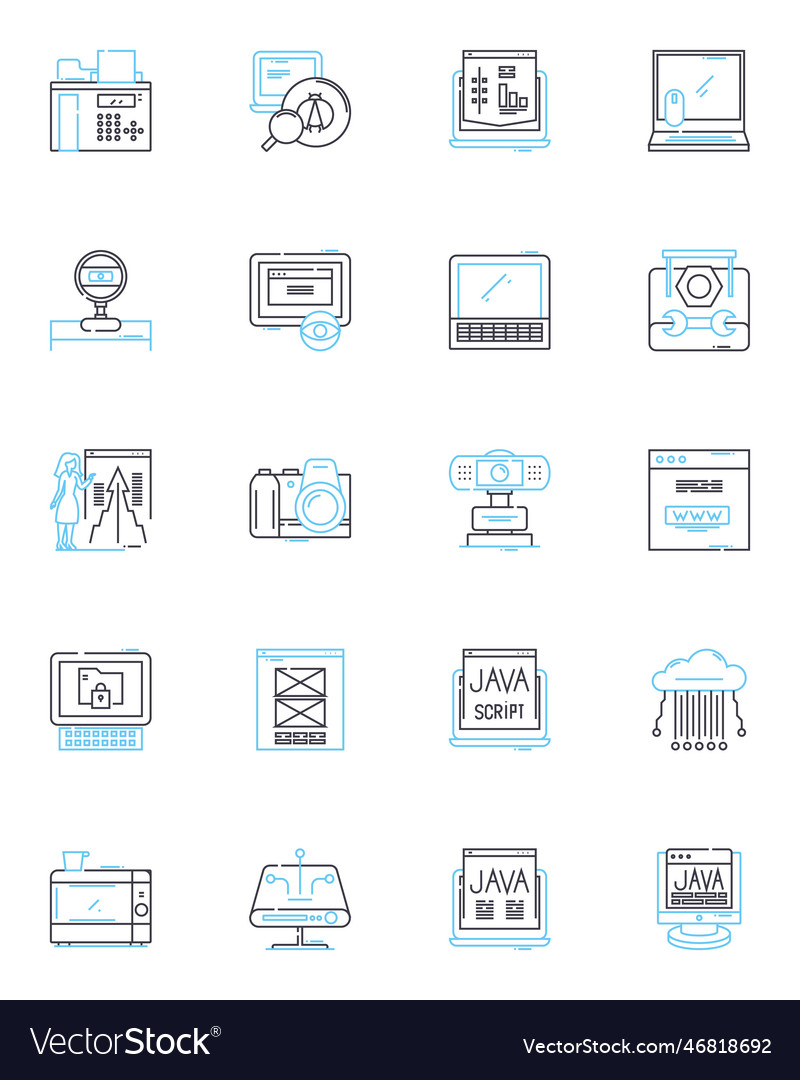 Cognitive computing linear icons set artificial Vector Image Cognitive computing linear icons set artificial Vector Image