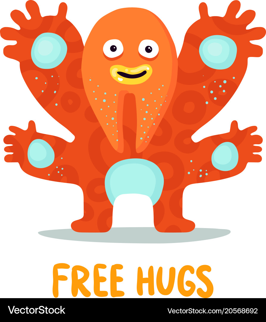 Funny hugging monster card Royalty Free Vector Image